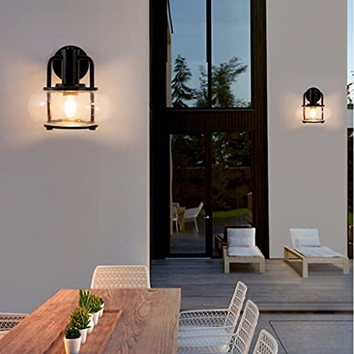 Wall Light Outdoor Waterproof Wall Lamp IP65, Simplicity Wall Sconce Fixture,Wall Lights with Clear Glass Shade for Porch Entryway Garden Wall Lamp Home (Color : Black)