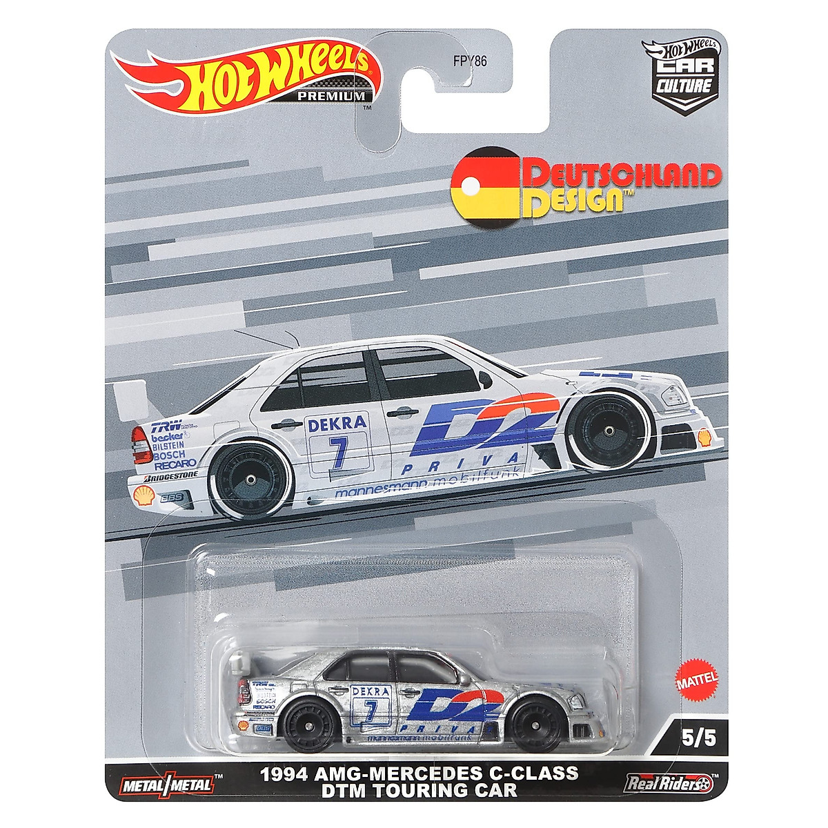Hot Wheels Car Culture Circuit Legend, Premium 1:64 Scale Die-Cast 1994 AMG Mercedes C-Class DTM Touring Car, Collectable Vehicle