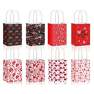 8 Pcs Mini Paper Valentines Day Gift Bags Mini Gift Bags with Handles Bag for Gift Cards, Galentines Day, Teacher Present, Classroom Parties, Wedding Birthday Sweetest Day Party Favor