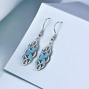 LUHE Celtic Earrings Sterling Silver Oxidized Good Luck Irish Vintage Celtic Knot Dangle Dangling Earrings Jewelry Dangles Gifts for Women