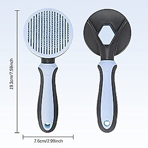 FYY Dog and Cat Brush for Shedding, Self Cleaning Dog Grooming Brush Pet Slicker Brush for Long or Short Haired Dogs Cats Grooming Supplies Blue