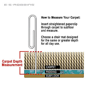 ES Robbins Extra High Pile Chair Mat, Rectangle with Lip, 36"x48"