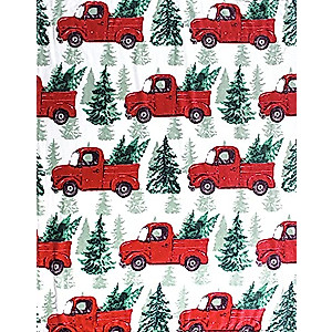 Serafina Home Christmas Holiday Throw Blanket: Country Rustic Red Truck with Tree Design, Picking Out The Tree