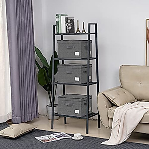 DOVAMY Large Storage Bins with Lids, Foldable Decorative Storage Boxes, Shelf Organizer for Closet, Storage Baskets, 15.7”L x 11.8”W x 9.8”H, Dark Gray BDR0301