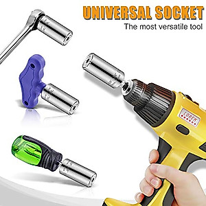 Gifts for Men Dad Boyfriend, Universal Socket, Universal Socket Tools, Mechanic Tools with Power Drill Adapter(7-19mm) Socket Grip, Gift Ideas for Dad, Husband, Boyfriend.
