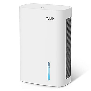 ToLife Dehumidifiers for Home, 62 OZ Dehumidifier for Room with Auto Shut Off, Sleep Mode (800 sq. ft) Portable Dehumidifier for Bathroom, Bedroom, Basement, RV, 7 Colors LED Light, White