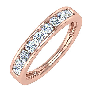 1/2 Carat Channel Set Diamond Wedding Band Ring in 14K Rose Gold (Ring Size 7.5) (I1-I2 Clarity)