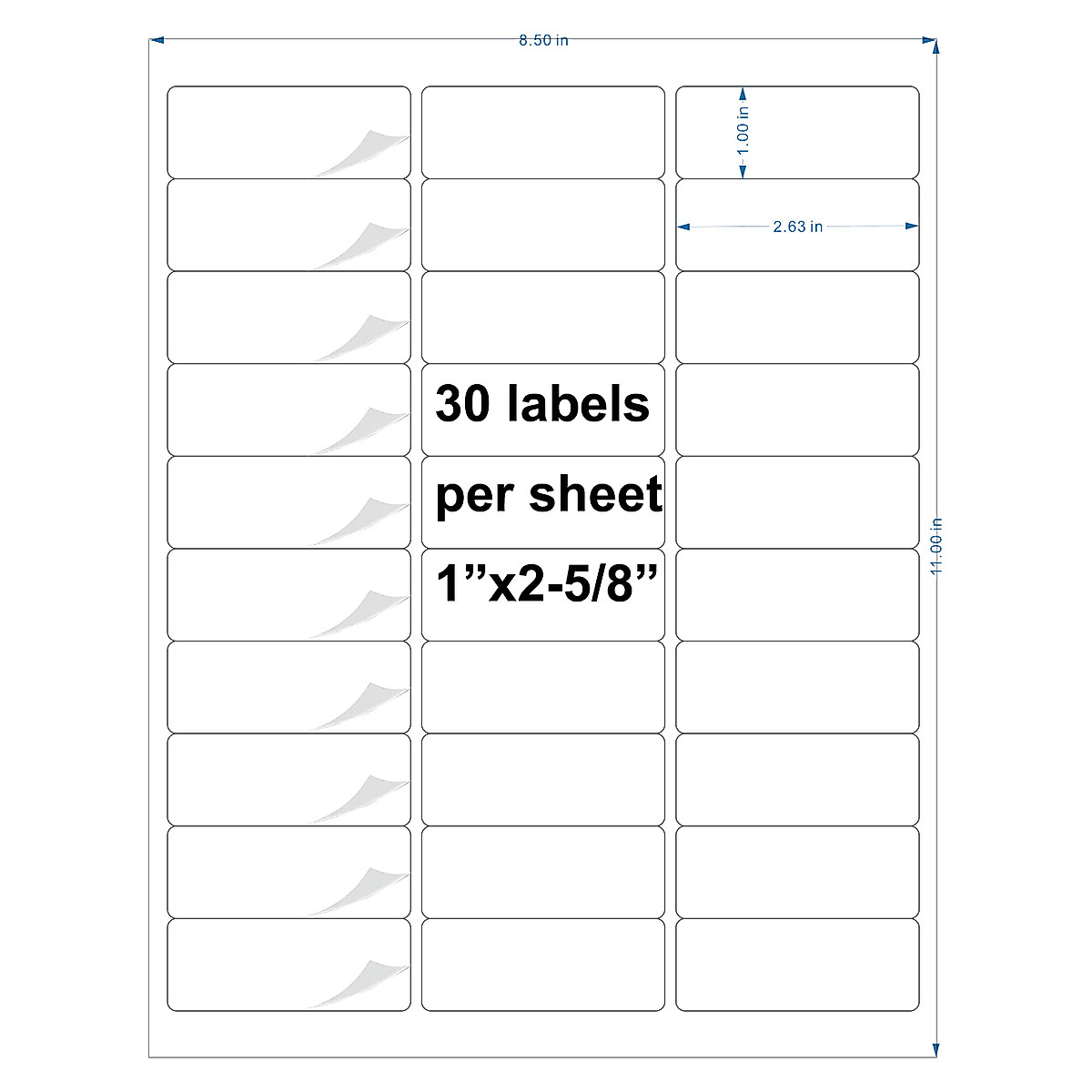 30-UP Shipping Labels 1" x 2-5/8" Address Stickers 20 Sheets 600 Pcs Printable Blank Labels Waterproof Matte White Stickers Vinyl Sticker Paper Dries Quickly for Inkjet Printer