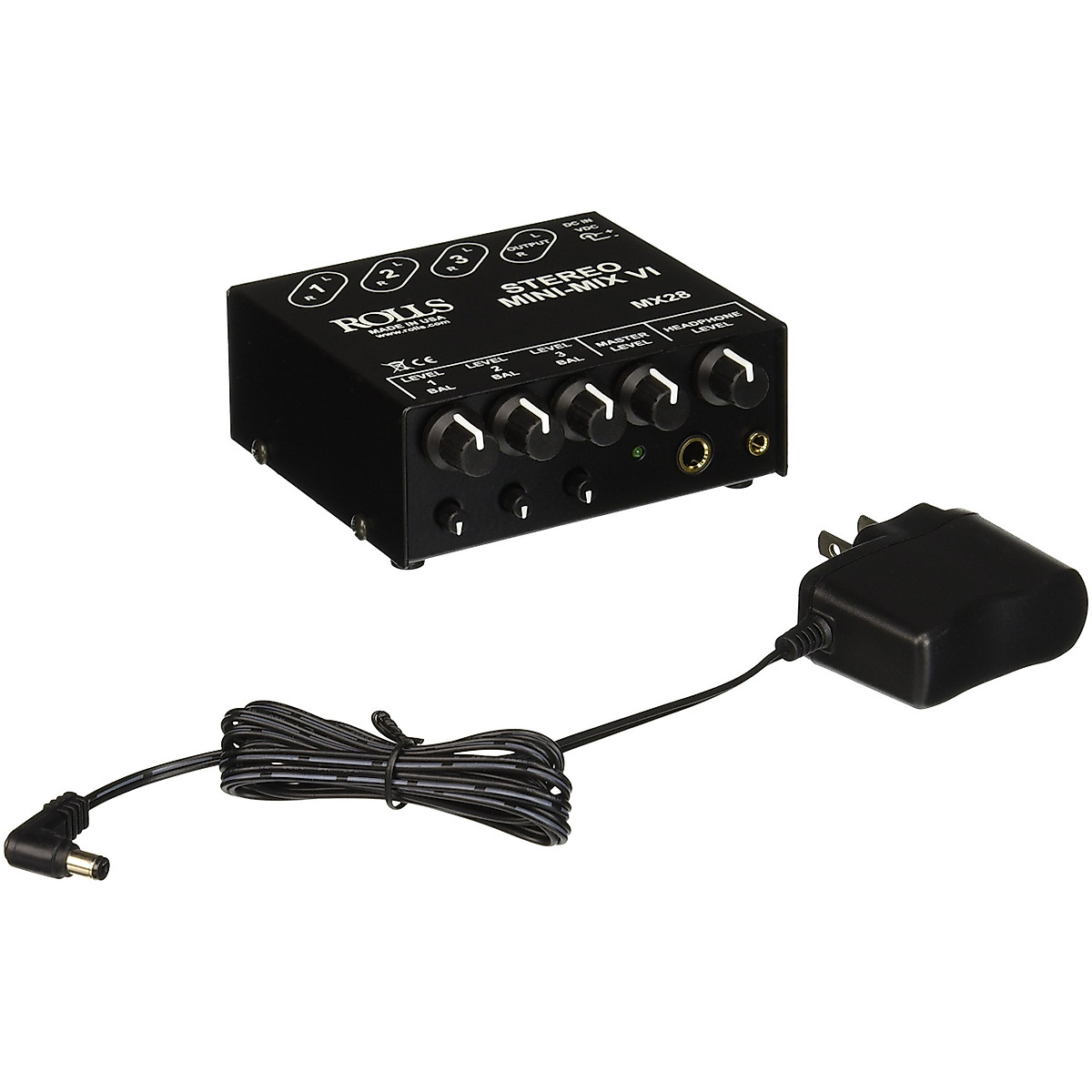 Rolls MX28 MINI-MIX VI Three-Channel True Stereo Line Mixer,Black