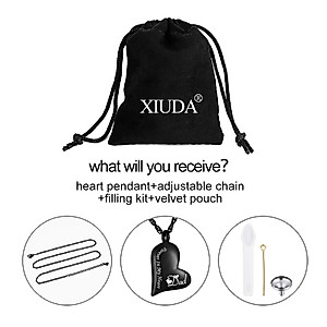 XIUDA Urn Necklace for Ashes Forever in My Heart Pendant Cremation Necklace Stainless Steel Ashes Jewelry for Dad Mom