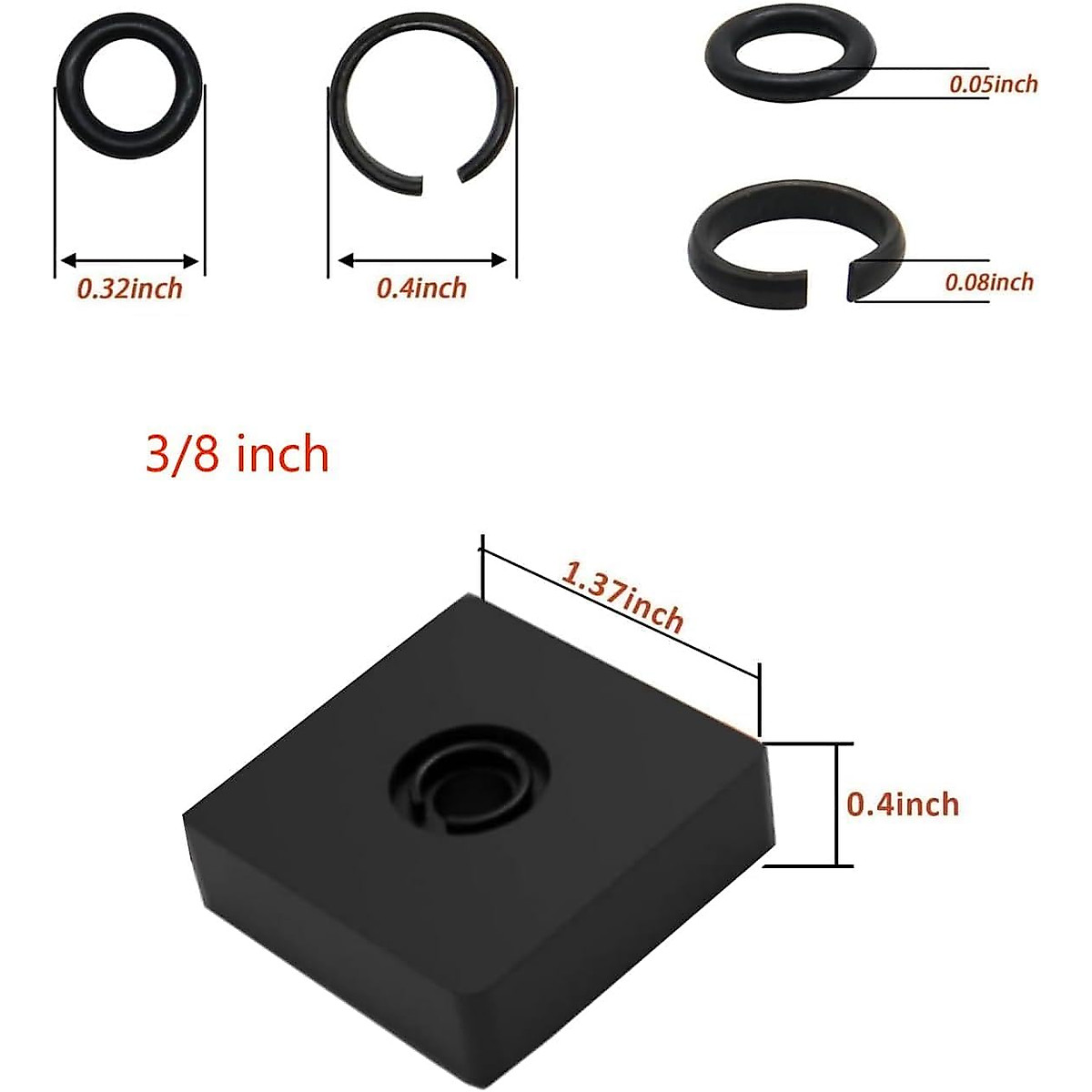 (5+5Sets) 3/8" and 1/2" Impact Retaining Ring Clip with O-Ring for Milwaukee Electric/Pneumatic Type Impact Wrench, Retainer Ring Anvil Install Tool Included