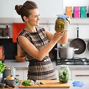 Orblue Stretchable Silicone Lids 6-Pack Small for Fresh Food Storage - Seal in Flavors, Keep Food Fresh and Reduce Waste (2.6 Inches stretches to 3.5 inches)