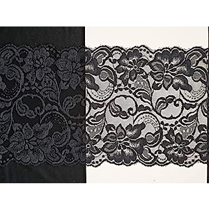 6" Black Lace Tulle Fabric Ribbon | Stretchy Material | Perfect for DIY Decoration and Craft