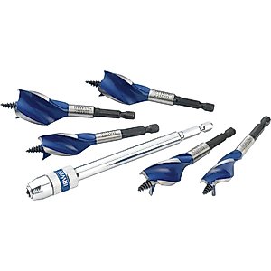 IRWIN 1922007 6X Blue Groove Stubby Wood Bit Set 5Pc