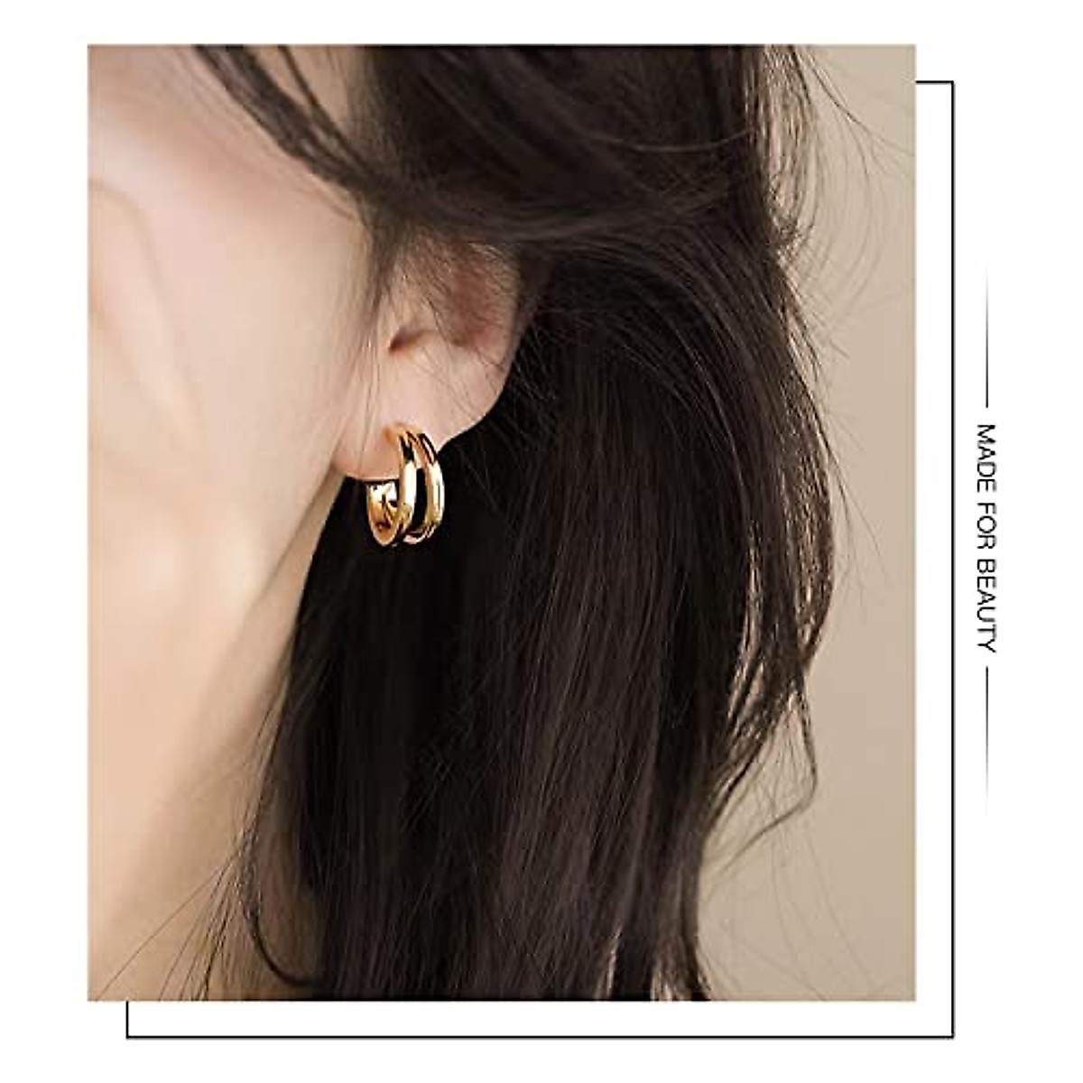 QQSE Earrings for Women - Jewelry Sterling Silver 925 Diamond Teen Girls, 14K Gold Fashion Cartilage Handmade Dangle Hooks Women, Personalized Ornaments, Gifts 1.1*0.3