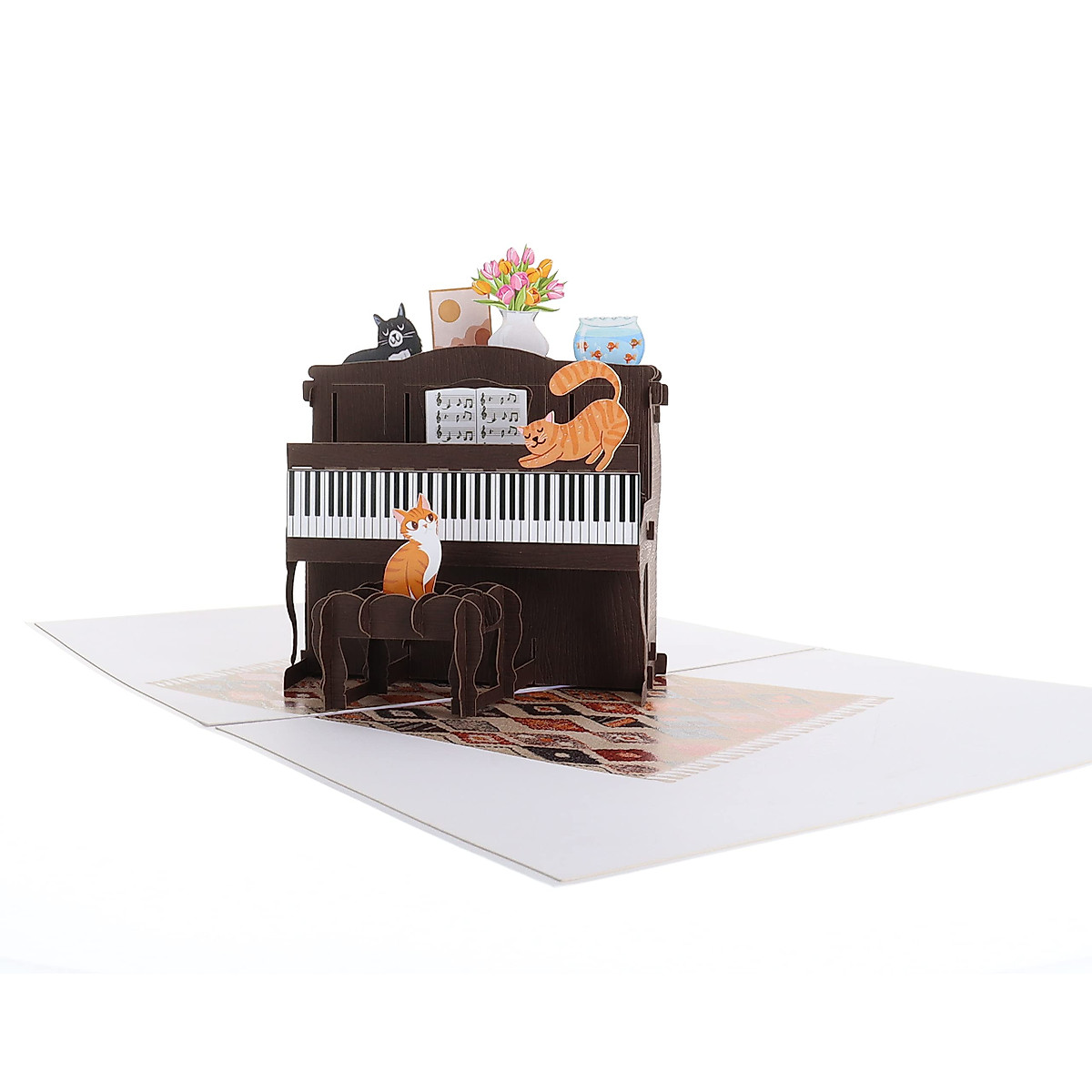 iGifts And Cards Crazy Cats With Fancy Piano 3D Pop Up Greeting Card - Cute Music Graduation Card, Awesome Cat Lovers Gift, Funny Happy Birthday Wish, Feline Party, Housewarming, Best Friendship