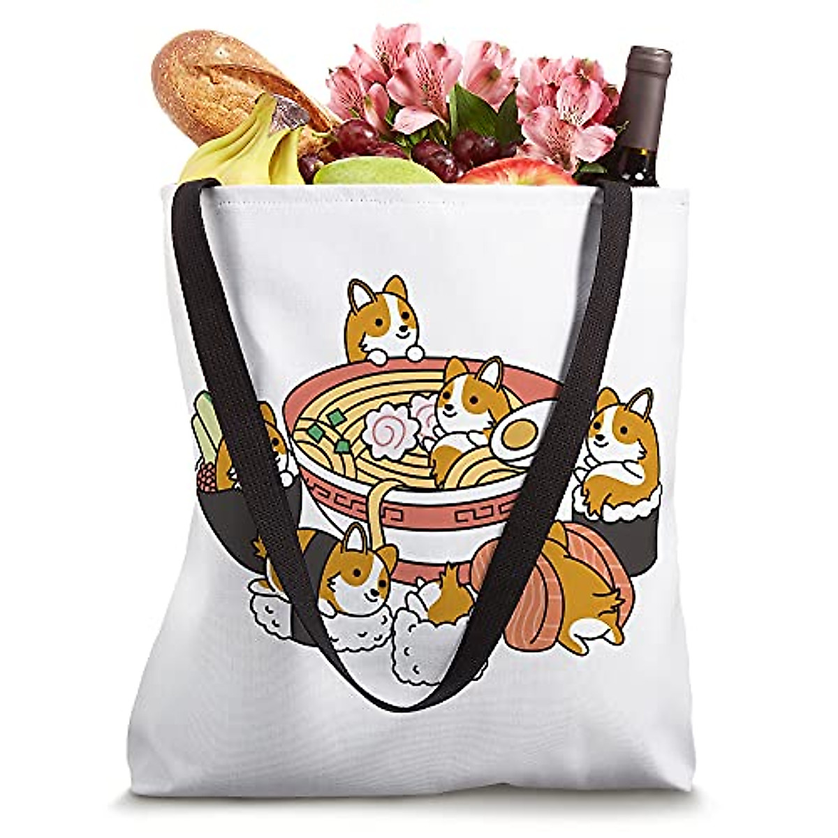 Ramen Sushi Corgi Dog Tote Bag