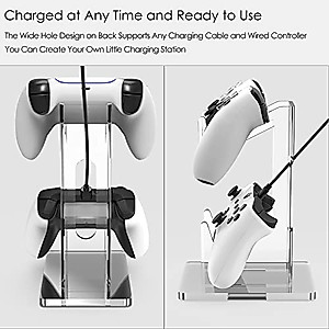 Linkidea Dual Controller Stand Holder Compatible with PS5 DualSense Edge, Xbox Elite/Core Wireless, Switch Pro Controllers Desk Mounts Gaming Accessories.