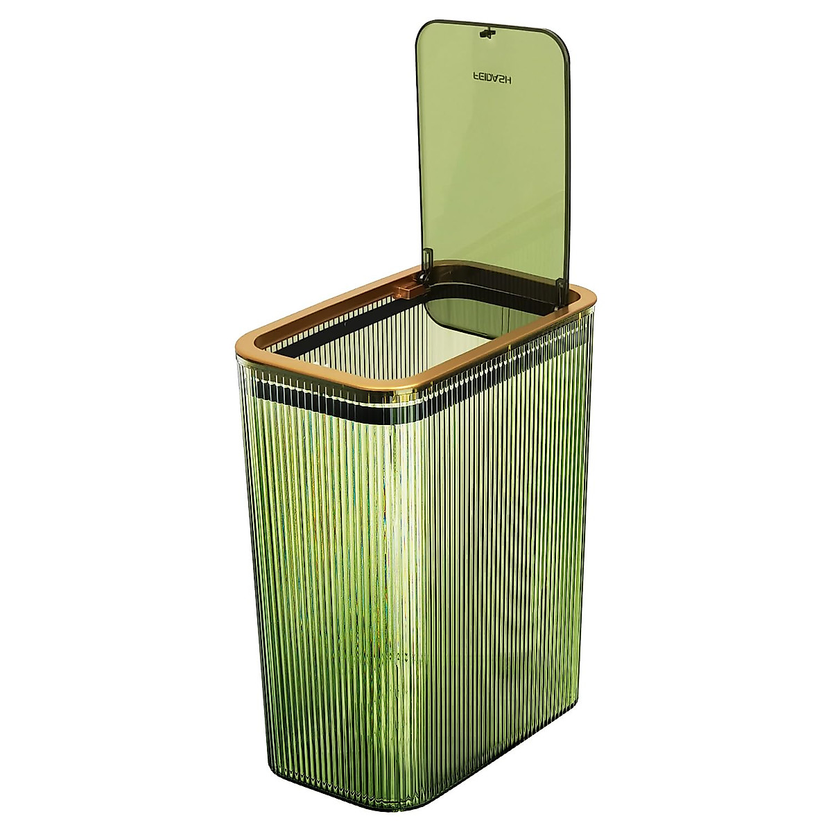 Transparent Trash Can, Bathroom Trash Cans with Lids, Plastic Slim Waste Basket with Press Top Lid,2.6 Gallon/10L Clear Garbage Can for Bathroom, Bedroom, Kitchen, Home,Office (Transparently Green)…