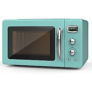 SIMOE Retro Countertop Microwave Oven, 0.9 cu.ft. 900 W Compact Micro-wave Oven with LCD display and 5 Micro Power