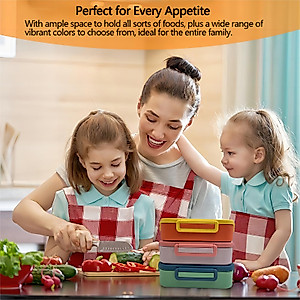 Homestockplus 1200ML Kids/Adults Lunch Bento Box, Wheat Fiber 5 Compartment Lunch Box With Utensil Set, BPA-Free Microwave Safe To-go Food Container Lightweight and Easy Open For School, Daily, Work