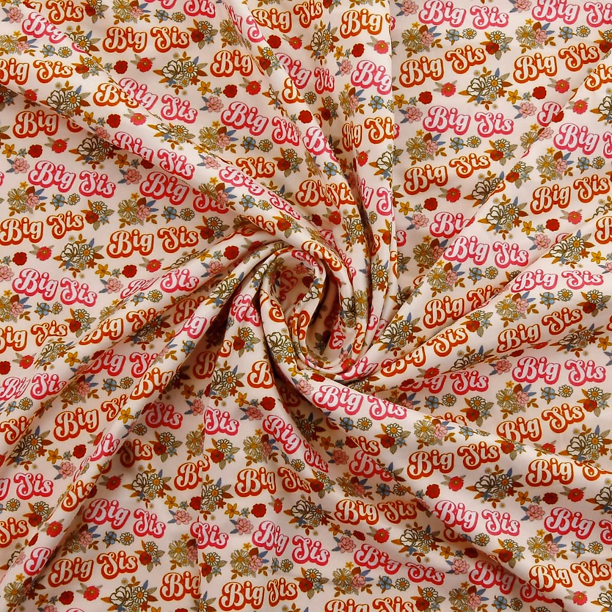 Lil Sis Retro Floral DBP Fabric - Double Brushed Polyester 4 Way Stretch - 1/2 yard