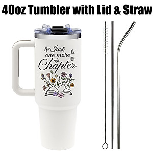 Gifts for Book Lovers Women, Book Lover Tumbler with Handle - 40oz Stainless Steel Travel Mug Insulated Coffee Cup, Bookish Bookworm Gift - Literary Librarian Gift - Reading Gifts for Readers Woman