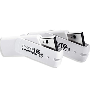 Unirex 2 Pack Swing 16GB USB 2.0 Thumb Drive, White Variety Pack | Memory Stick Storage is Compatible with Computer, Tablet, or Laptop