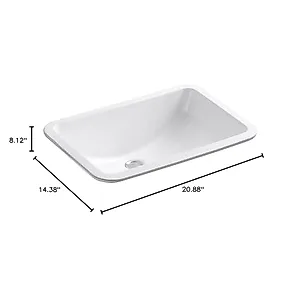 Ladena 2214-0 Rectangular undermount Bathroom Sink with Curved Bottom, 20-7/8" W x 14-3/8" L, White