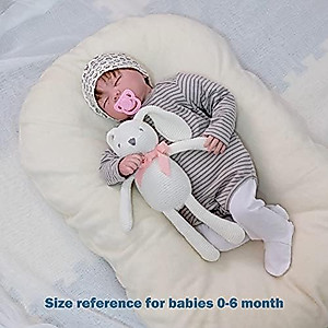 FLUFFYFUN Organic Baby Toys White Bunny Rabbit Stuffed Animal 7.1"