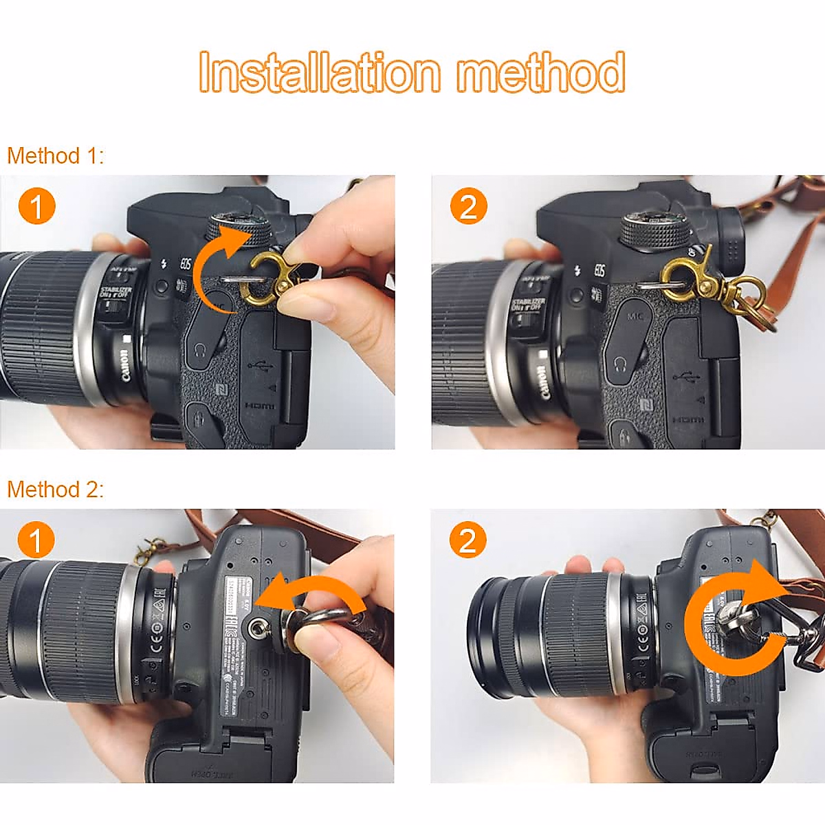 Kasla Camera Strap,Camera Straps for Photographers,Leather Dual Camera Strap for Two DSLR/SLR Cameras (Brown)