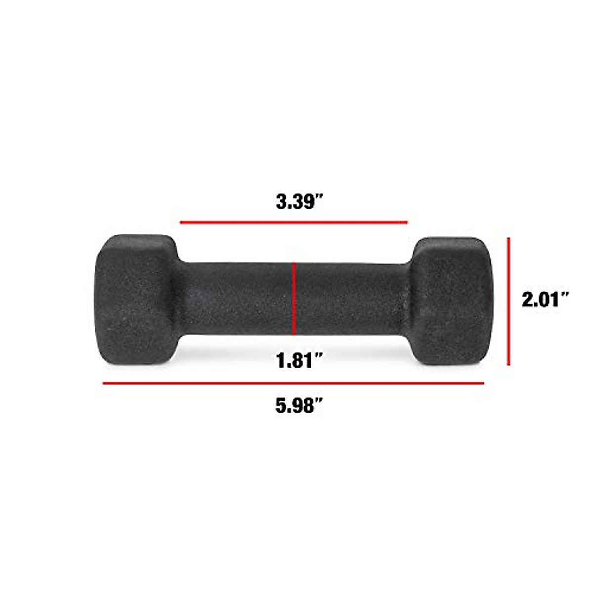 CAP Barbell Black Neoprene Coated Dumbbell, 2 lb Single
