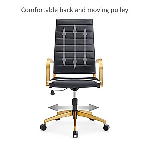 LUXMOD Ergonomic Office Chair, High Back Gold Leather Desk Chair with Lumbar Support, Home Office Chair for Study or Workspaces(Gold Black)