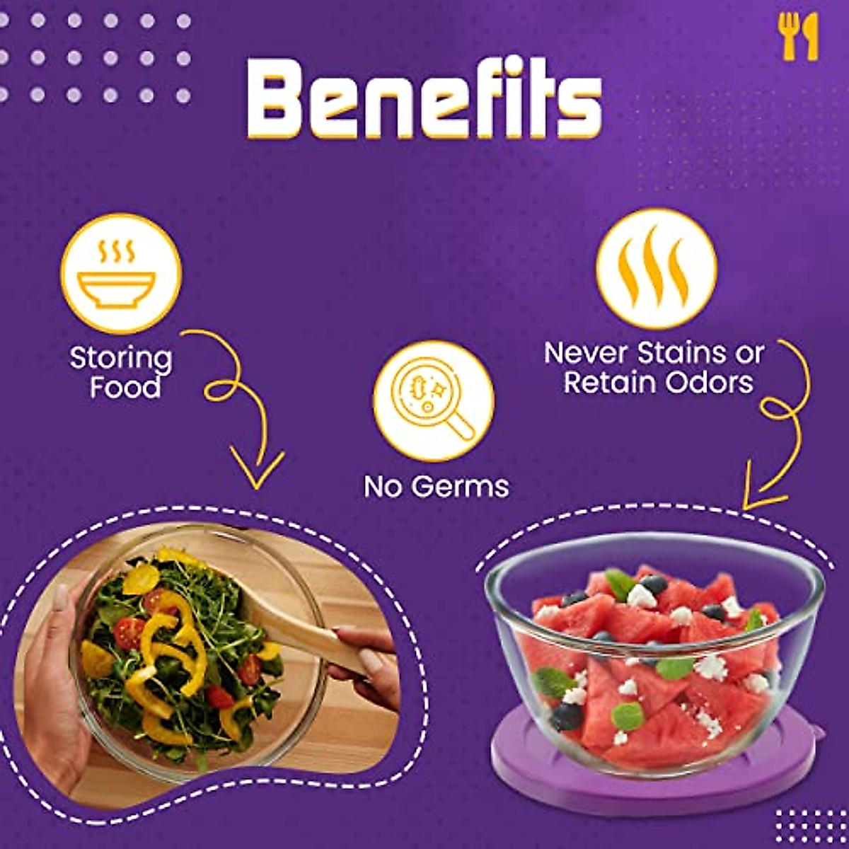 TIBLEN [4-Pack] Glass Mixing Bowl Set, Stackable Nesting Bowls, Food Storage and Meal Prep Containers with Lids, Kitchen, Home, Safe for Microwave, Freezer, BPA Free