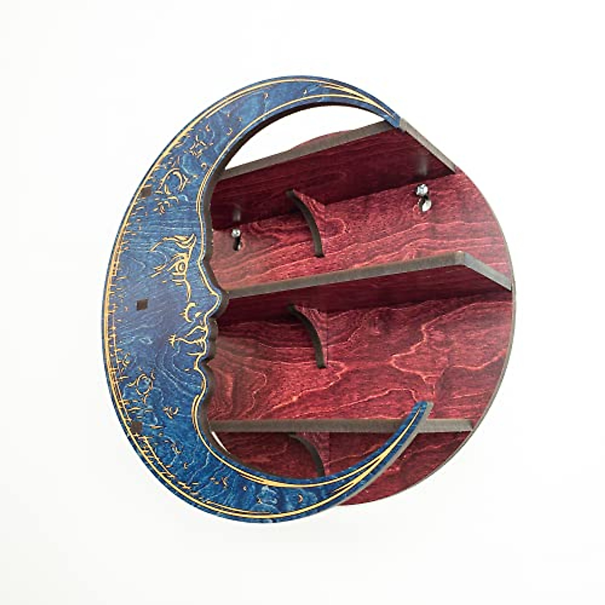 Standish House 10-Inch Handmade Moon Shelf for Stones and Crystal Display - Handcrafted Wood Accent Shelf - Crescent Moon Phase Wall Decor - Enchanting Crystal Display Shelf - Boho Home Decor