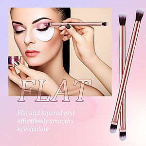 Perthlin 12 Pcs Eyeshadow Smudge Brush 2 in 1 Eyeshadow Brush Double Ended Concealer Brush Under Eye Small Soft Firm Pointed Foundation Makeup Applicator for Blending Eye Shadow Liner (Rose Gold)