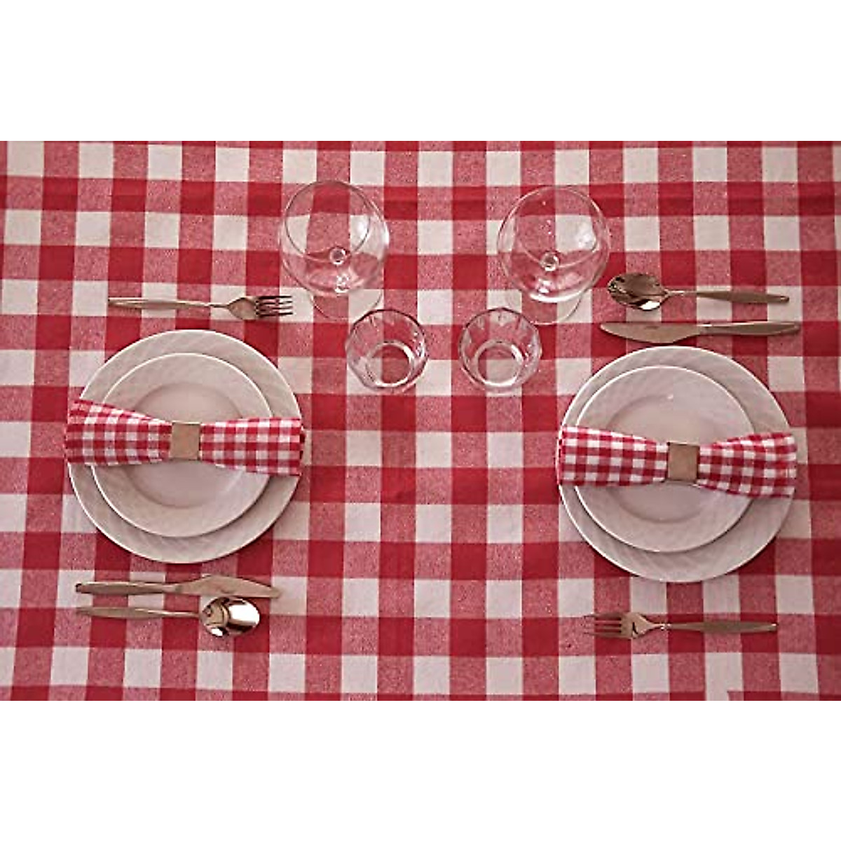 WHITEWRAP Buffalo Check Tablecloth |Red and White|60”x90”| Indoor Outdoor, Restaurant, Hotel Quality| Gingham Table décor | Table Protector for Picnic, Party and Dinner| Tabletop Washable Farmhouse