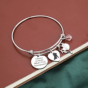 PLITI Ballroom Dance Gift Ballroom Dancer Gift Dance Teacher Appreciation Gift I Dance In Heels What's Your Superpower Bracelet (dance in heels bg)