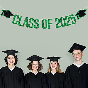 Class of 2023 Banner - 2023 Graduation Decorations, Congrats Grad Decorations, High School College Graduation Party Decoration Supplies Green Glitter
