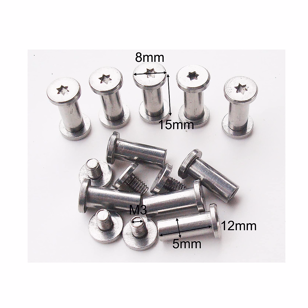 NC HAISDA Folding Knife Corby Bolts Pocket Knives Pivot Pins EDC Knifemakers Screw Fasteners Rivets DIY Knife Handle Studs Pack of 10 12mm