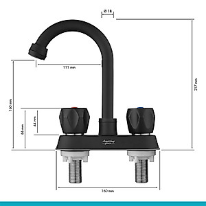 Bathroom Faucets 4 Inch Centerset Bathroom Faucet 2 Handle Faucet for Bathroom Sink with 2 and 3 Hole, Lead-Free Faucets for Bathroom Sink Vanity Rv Sink Faucet, Matte Black