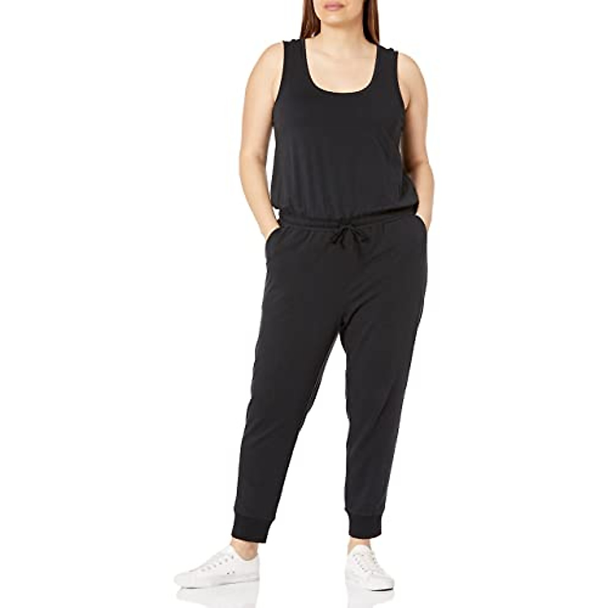 Amazon Essentials Women's Studio Terry Fleece Jumpsuit (Available in Plus Size), Black, Medium