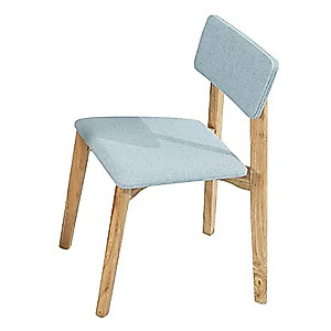 WoodShine Mid Century Modern Dining Chair Sets, Solid Rubber Wood Chairs(2 pcs) with Back & Seat Cushion Fabric, Natural