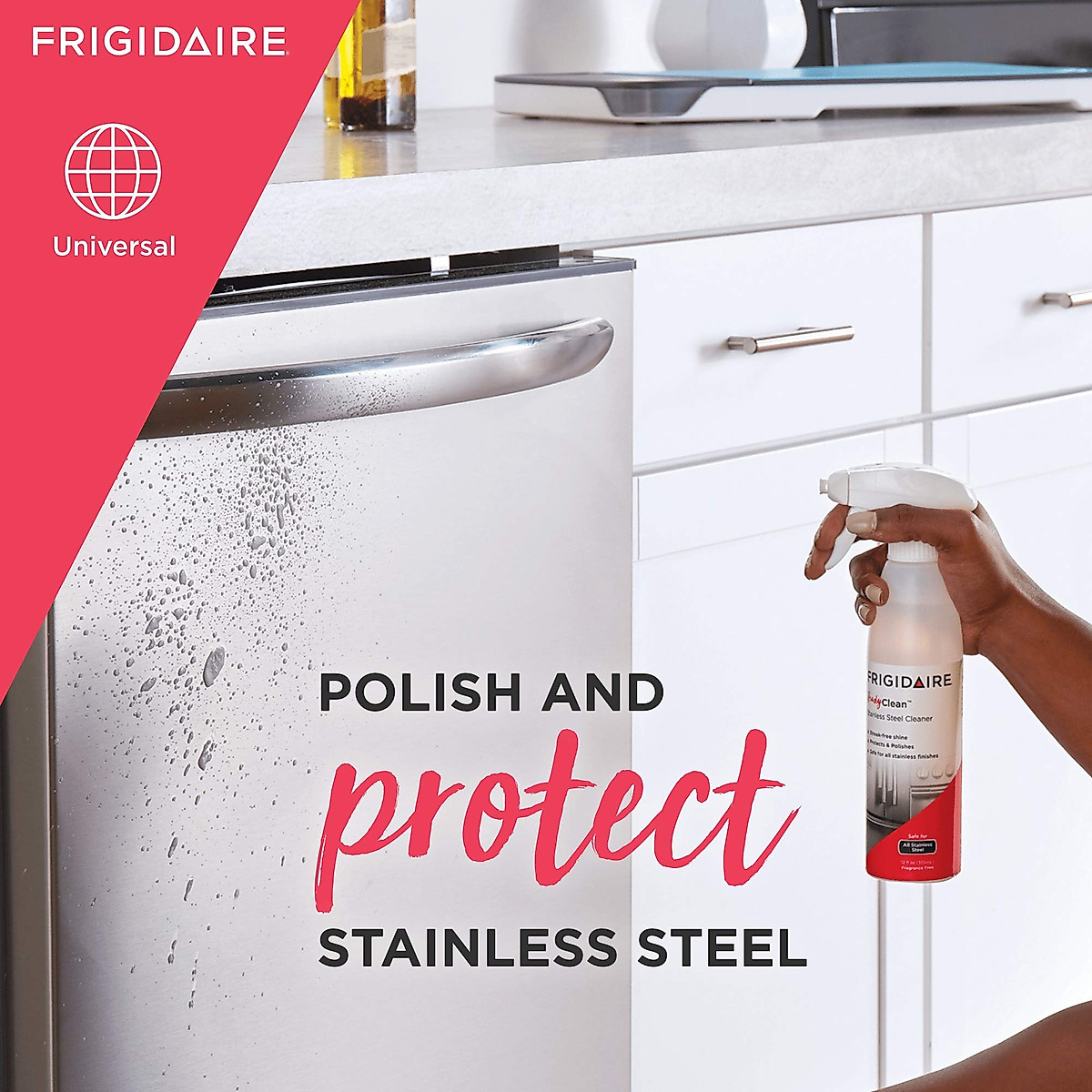 Frigidaire 10FFSSCL02 Ready Clean Stainless Steel Cleaner, 12 Ounces, 2-Pack, 2 Pack, Clear