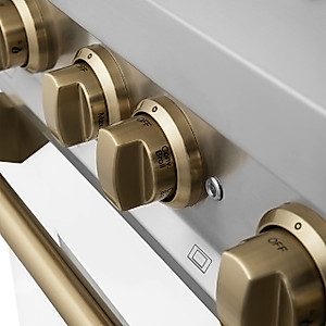 ZLINE Autograph 30" Legacy Dual Fuel Range w/ 4 Burners & White & Bronze Accents (RAZ-WM-30-CB)