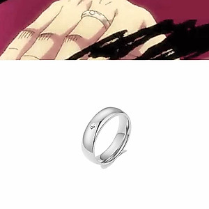 awa Jujutsu Kaisen Ring 2PCs,Anime Black and White Couple Rings Cosplay Costume Necklace Jewelry Gift (Black Ring)