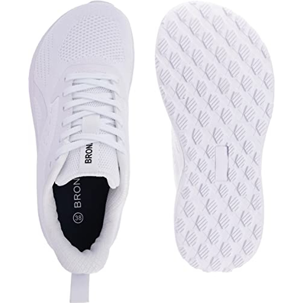 BRONAX Womens Wide Tennis Shoes Lace up Mesh Running Breathable Size 7w Rubber Sole Outdoor Athletics Sports Fitness Female Footwear Casual Jogging Walking Sneakers Light White 38