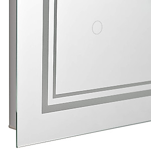 kleankin 32" x 24" LED Bathroom Mirror, Lighted Vanity Mirror, Wall Mounted with Smart Touch Button, Horizontally and Vertically, Waterproof, Plug-in, Silver