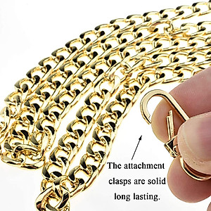 HAHIYO Purse Chain Strap Length 47.2" SPOT-ON Gold for Shoulder Cross Body Sling Purse Handbag Clutch Bag Replacement Strap Comfortable Flat 0.4" Wide Enough 2.4mm Extra Thick Metal Strap 1 Pack