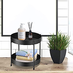 2-Tier Bathroom Countertop Organizer Decorative Tray Vanity Tray Cosmetic & Makeup Storage Standing Shelf, Black